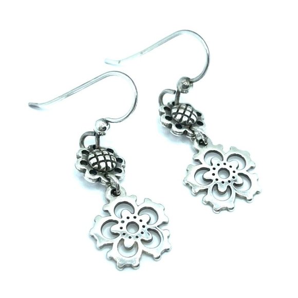 Brighton | Jewelry | Brighton Quilted Garden Two Flowers Dangle Silver ...